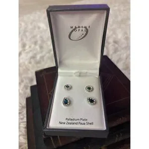 Marine Opal | Jewelry | Marine Opal Palladium Plate Earrings Studs New ...